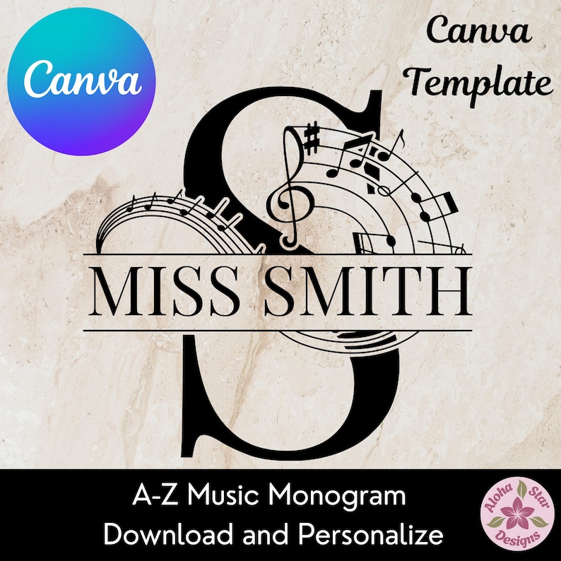 Music Monogram Alphabet PNG SVG: Personalized Musical Note Letters ...