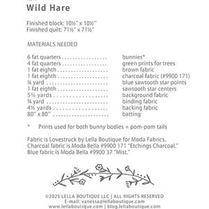 Wild Hare - Quilt Pattern by Lella Boutique - Etsy