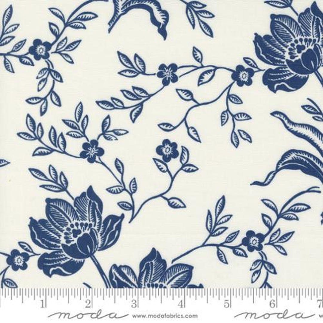 Denim & Daisies Fabric by Fig Tree From Moda - 35380 28 Ivory Midnight ...