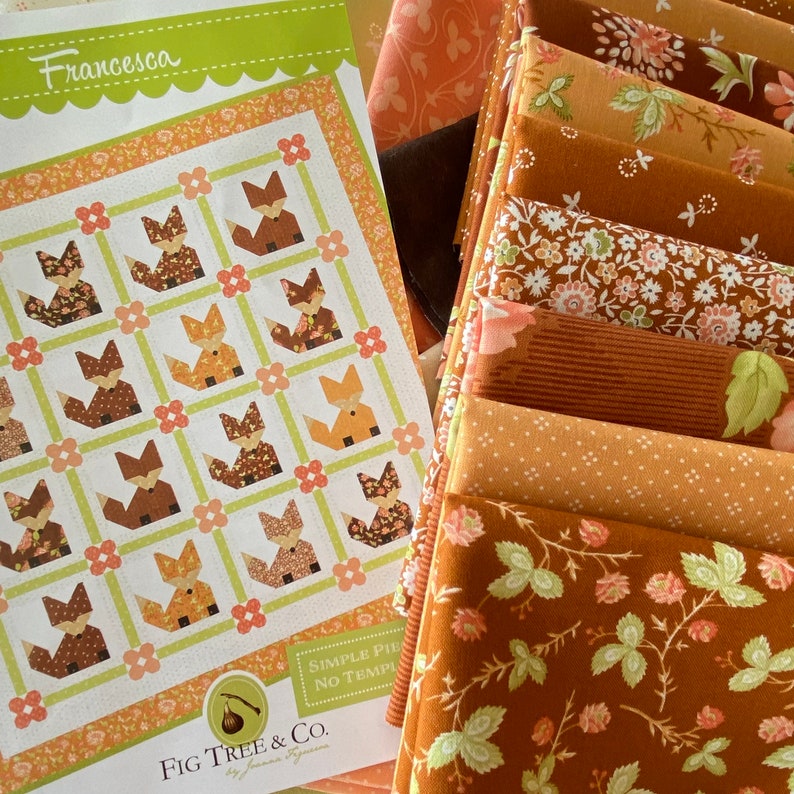 Francesca Quilt Kit With Cinnamon & Cream Fabric by Fig Tree - Etsy