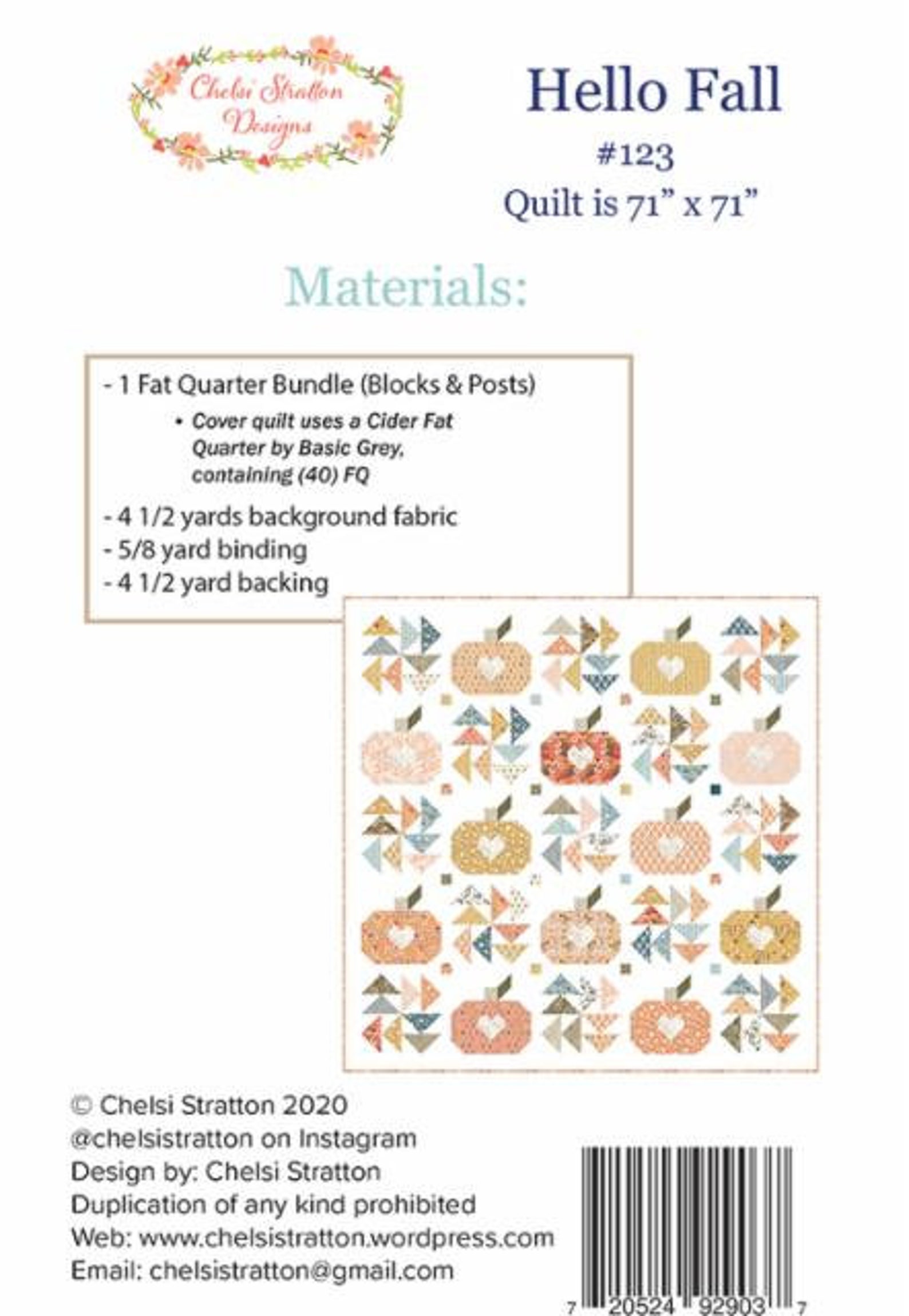 Hello Fall Quilt Pattern From Chelsi Stratton Designs - Etsy