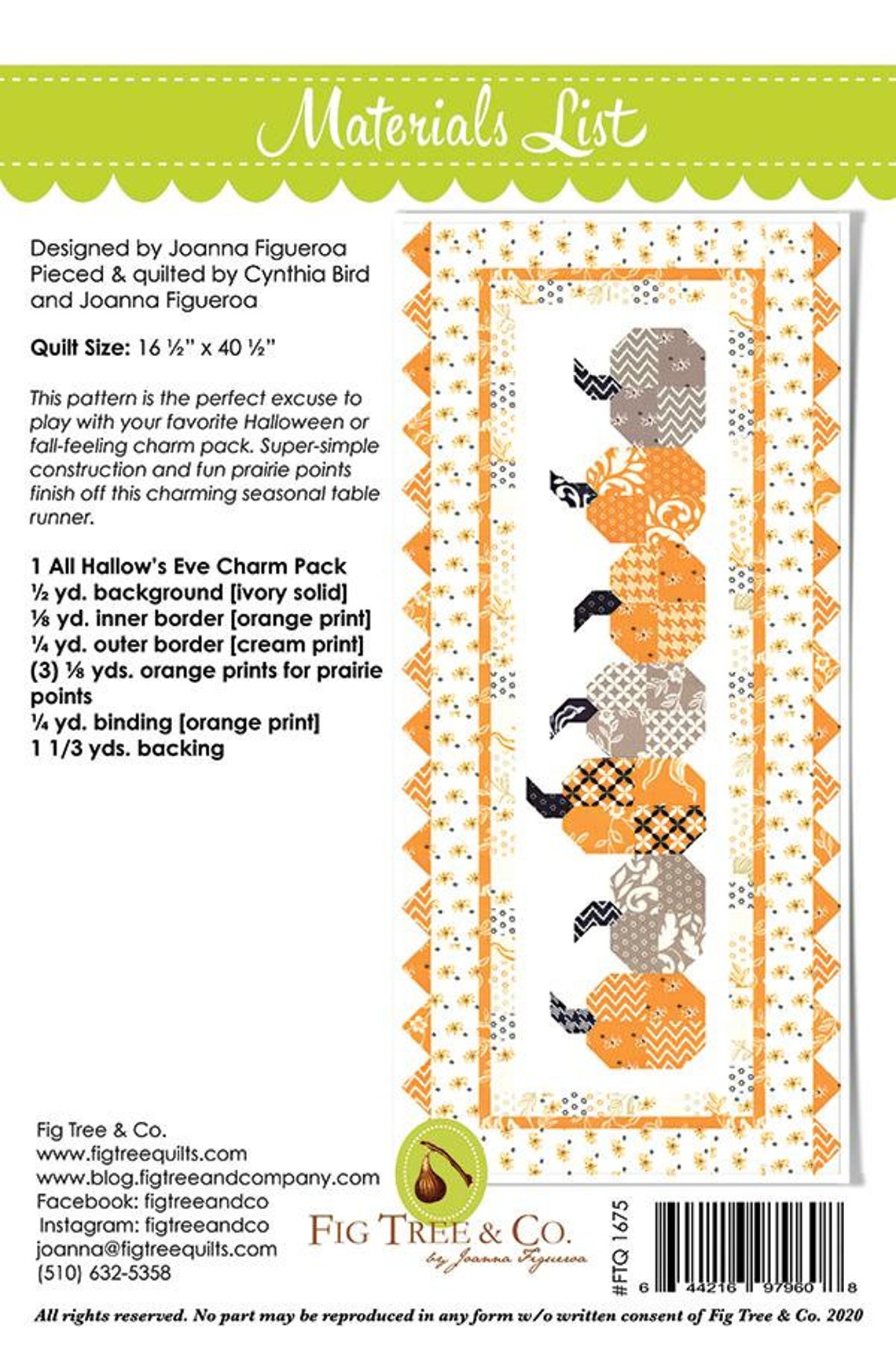 Pumpkins in a Row Quilt Pattern From Fig Tree & Co. - Etsy