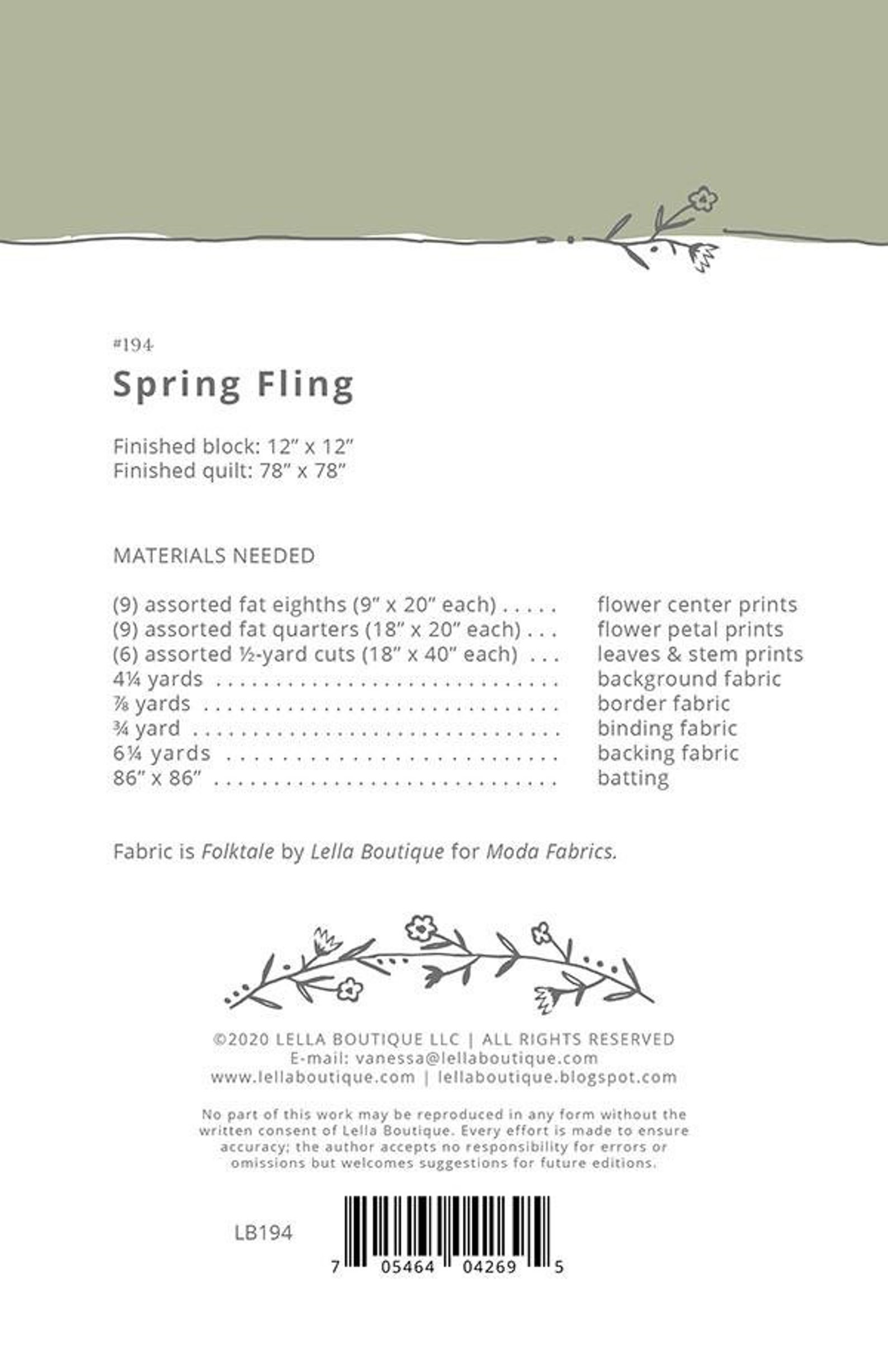 Spring Fling - Quilt Pattern by Lella Boutique - Etsy