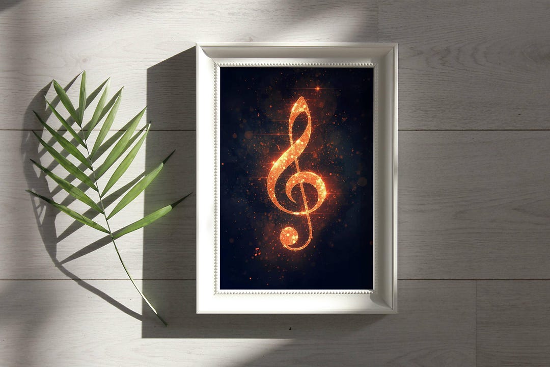 Glowing Treble Clef Photopaper Poster | Music Note Wall Art | Music ...