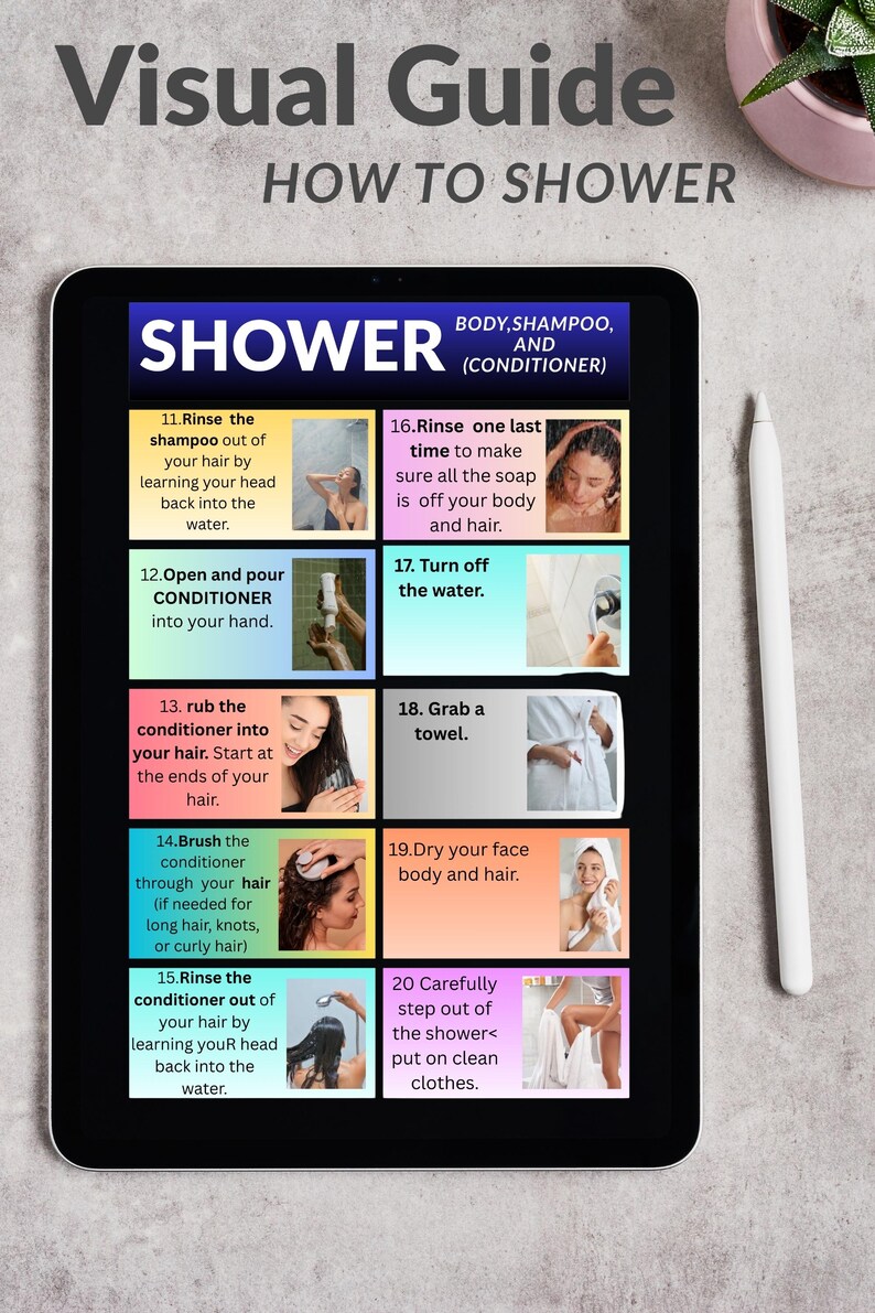 How to Take a Shower Visual Guide, Printable Real Life Pictures, Simple ...
