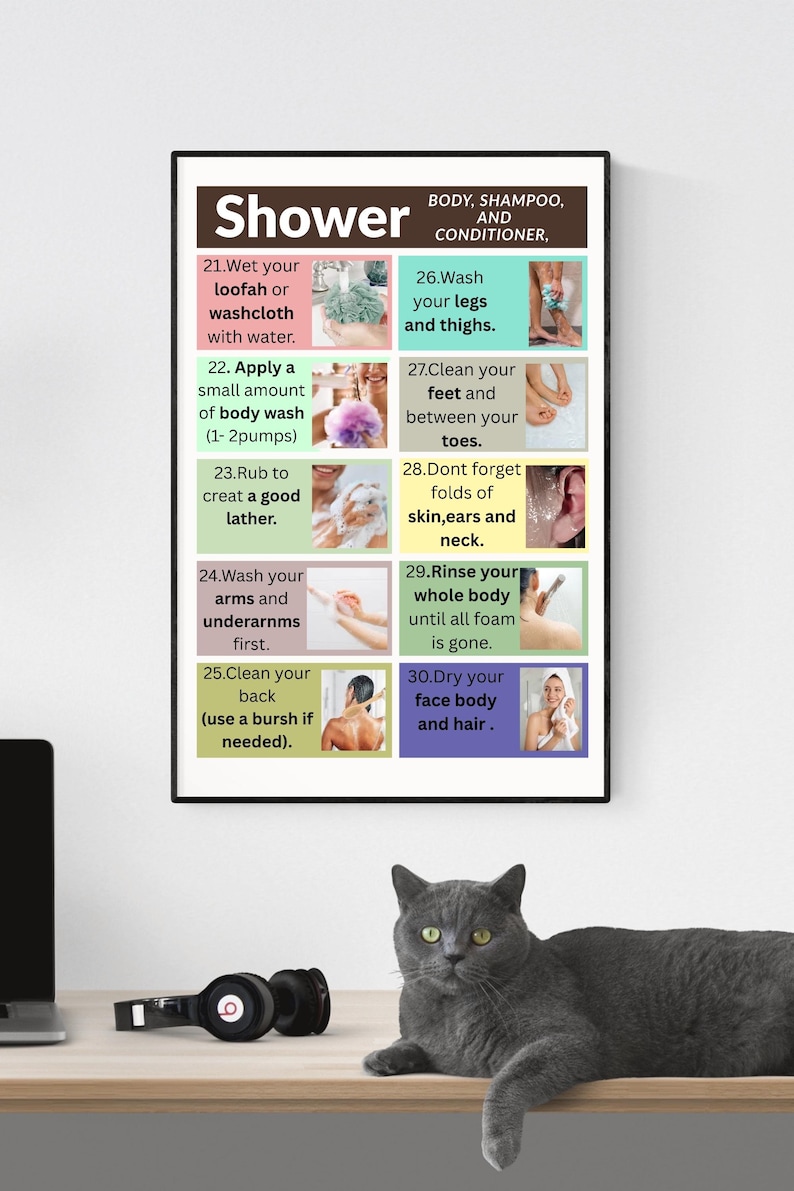 How to Take a Shower Visual Guide, Printable Real Life Pictures, Simple ...