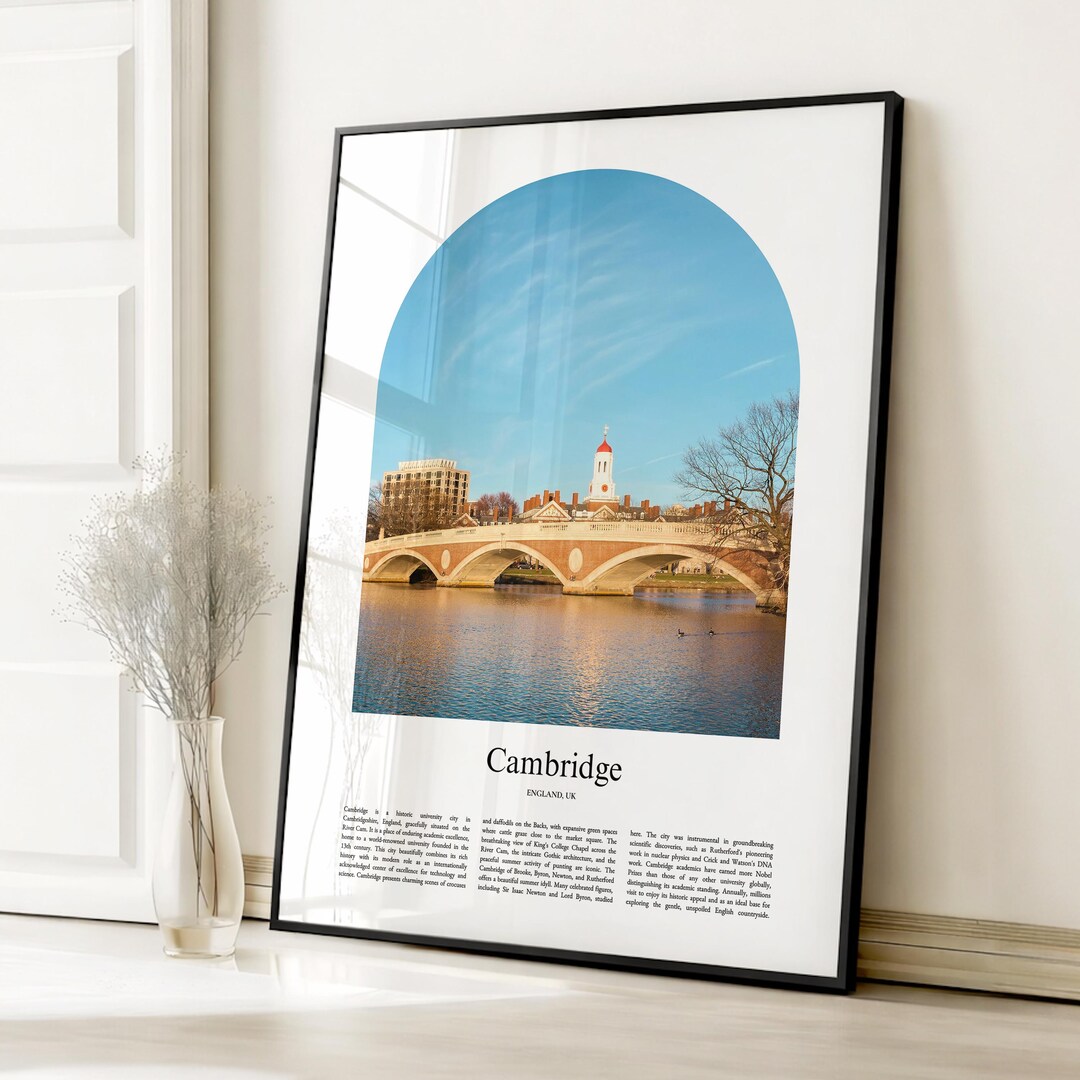 Cambridge Poster Print, Cambridge Travel Poster, Cambridge Custom Color ...