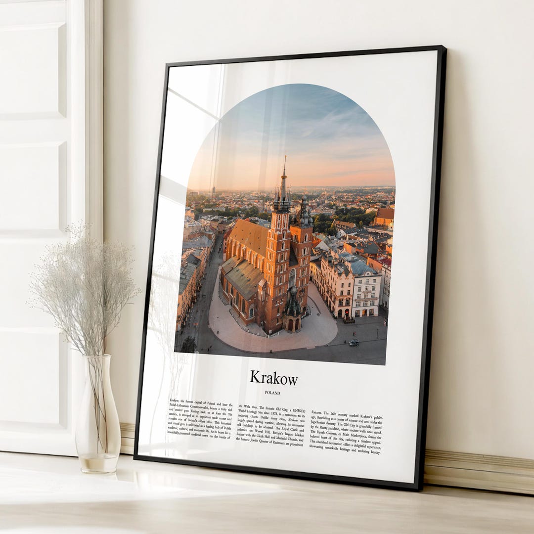 Krakow Poster Print, Krakow Travel Poster, Krakow Custom Color Print ...
