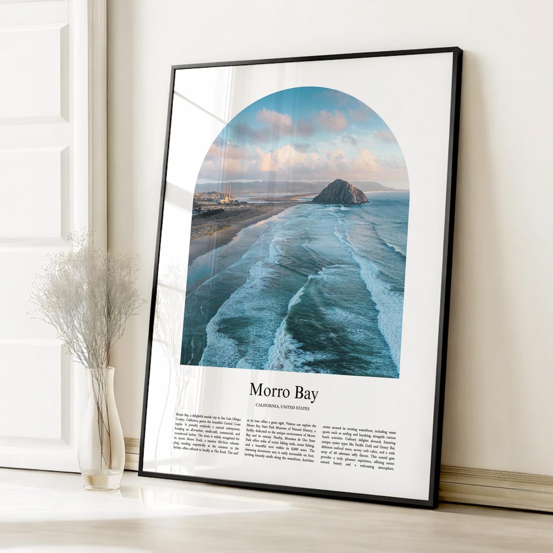 Morro Bay Poster Print, Morro Bay Travel Poster, Morro Bay Custom Color ...
