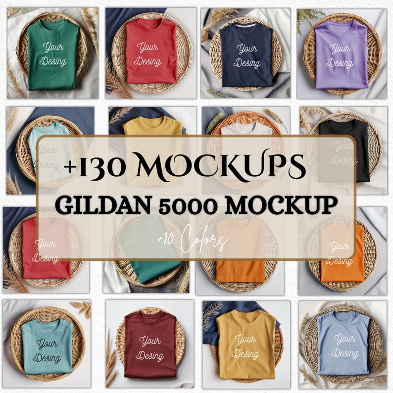 Gildan 5000 Mockup Bundle, Gildan Tee Shirt Mockup Bundle Print on ...
