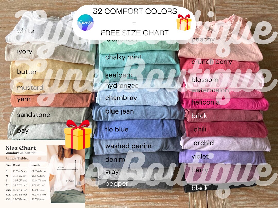 Comfort Colors 1717 Color Chart, Comfort Colors Color Chart, 1717 Model ...