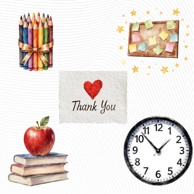 55 Teacher Watercolor Clipart |PNG Set, Transparent Background - Etsy ...