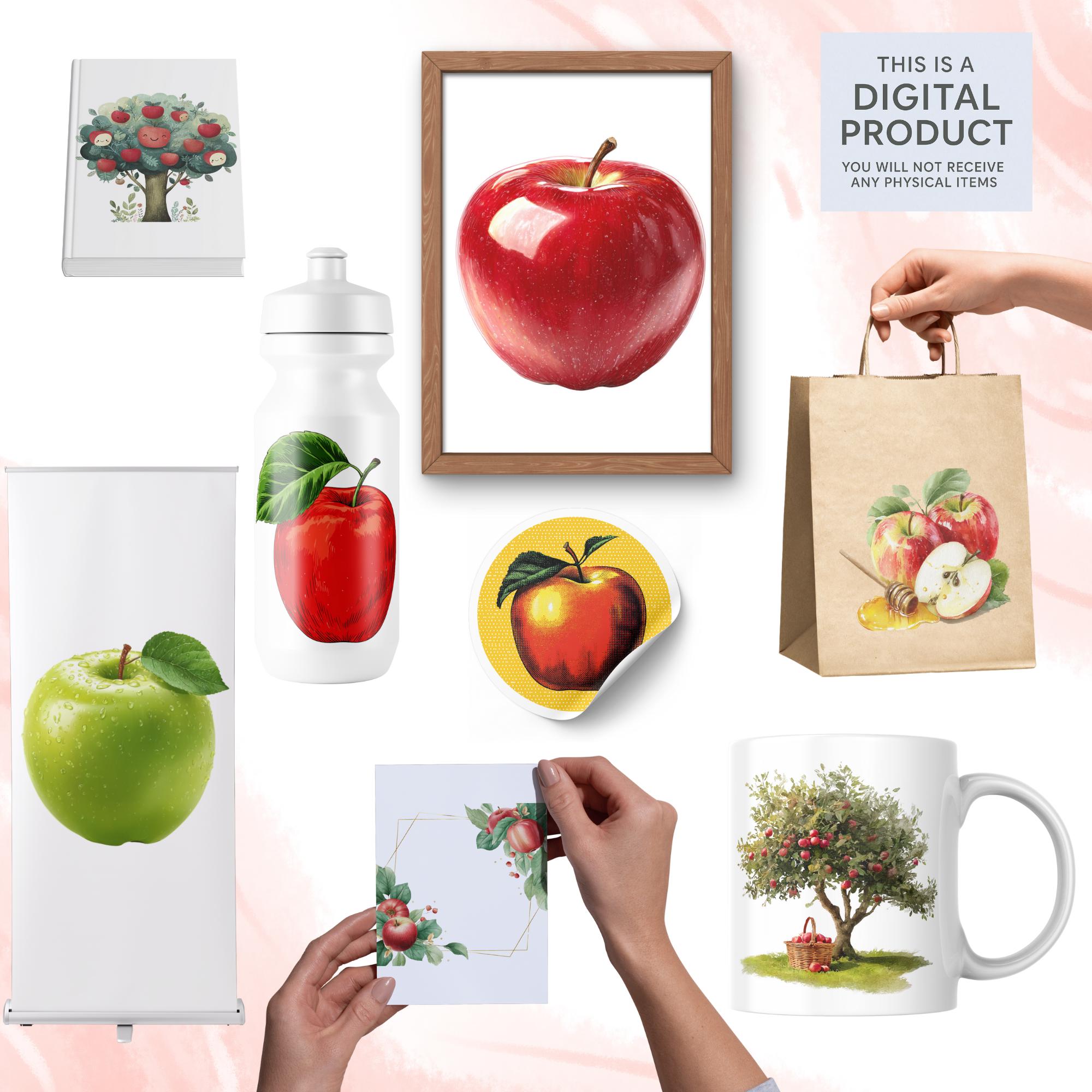 45 Watercolor Apple Clipart Set: Rustic Farmhouse,tree PNG Transparent ...