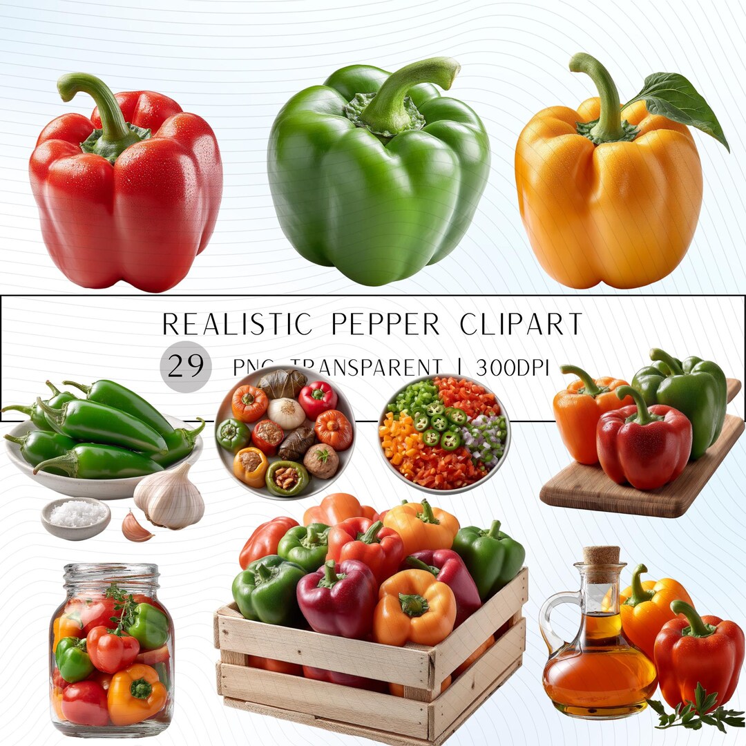 29 Realistic Pepper Clipart Bundle| PNG Transparent Background - Etsy