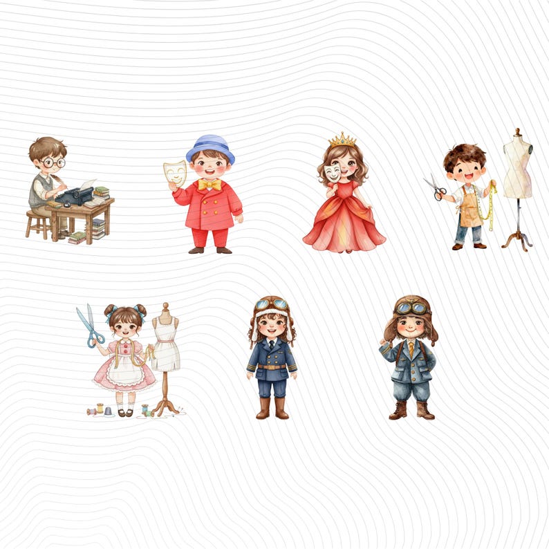 39 Kids Professions Clipart Bundle: Watercolor Career Illustrations ...