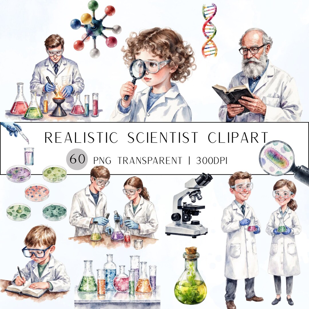 60 Scientist Clipart Bundle (transparent PNG) - Etsy