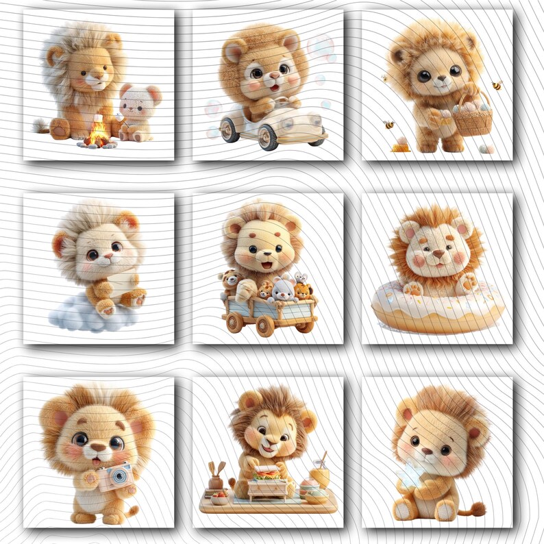 20 Quirky Lion Clipart Set | Funny Characters PNG Transparent ...