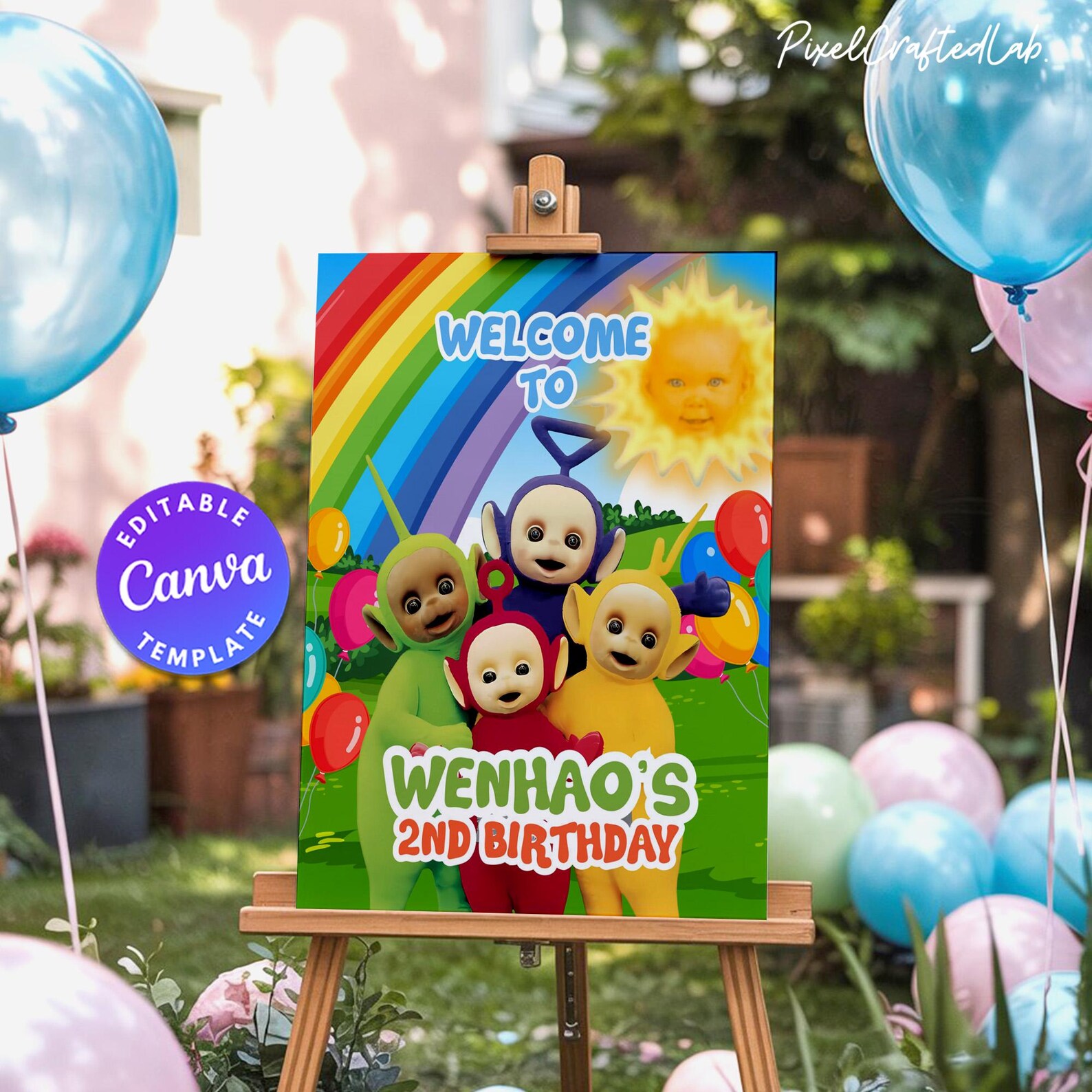 Editable Teletubbies Birthday Party Welcome Poster, Party Backdrop ...