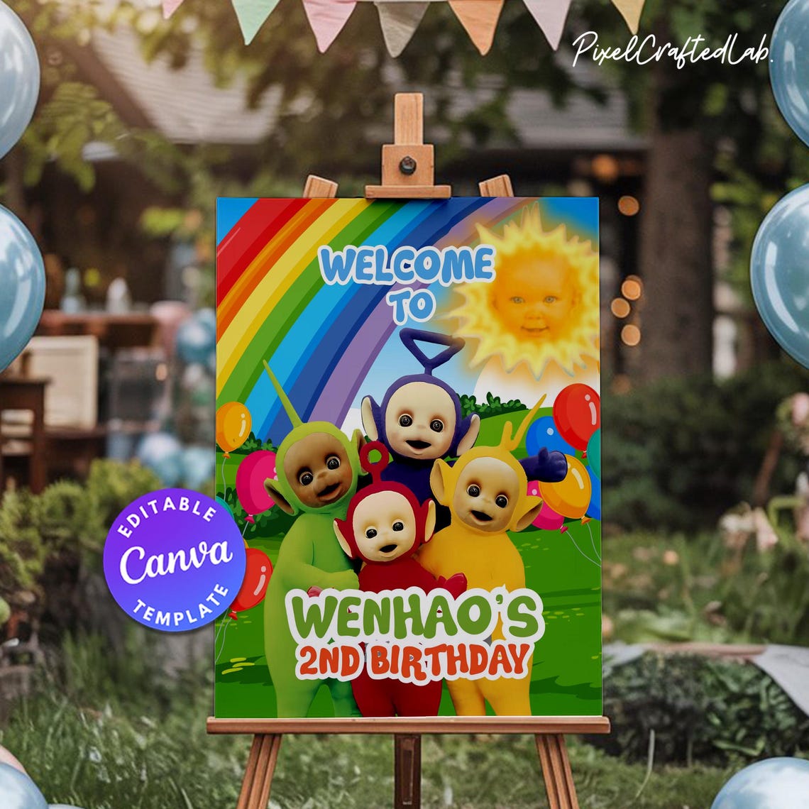 Editable Teletubbies Birthday Party Welcome Poster, Party Backdrop ...