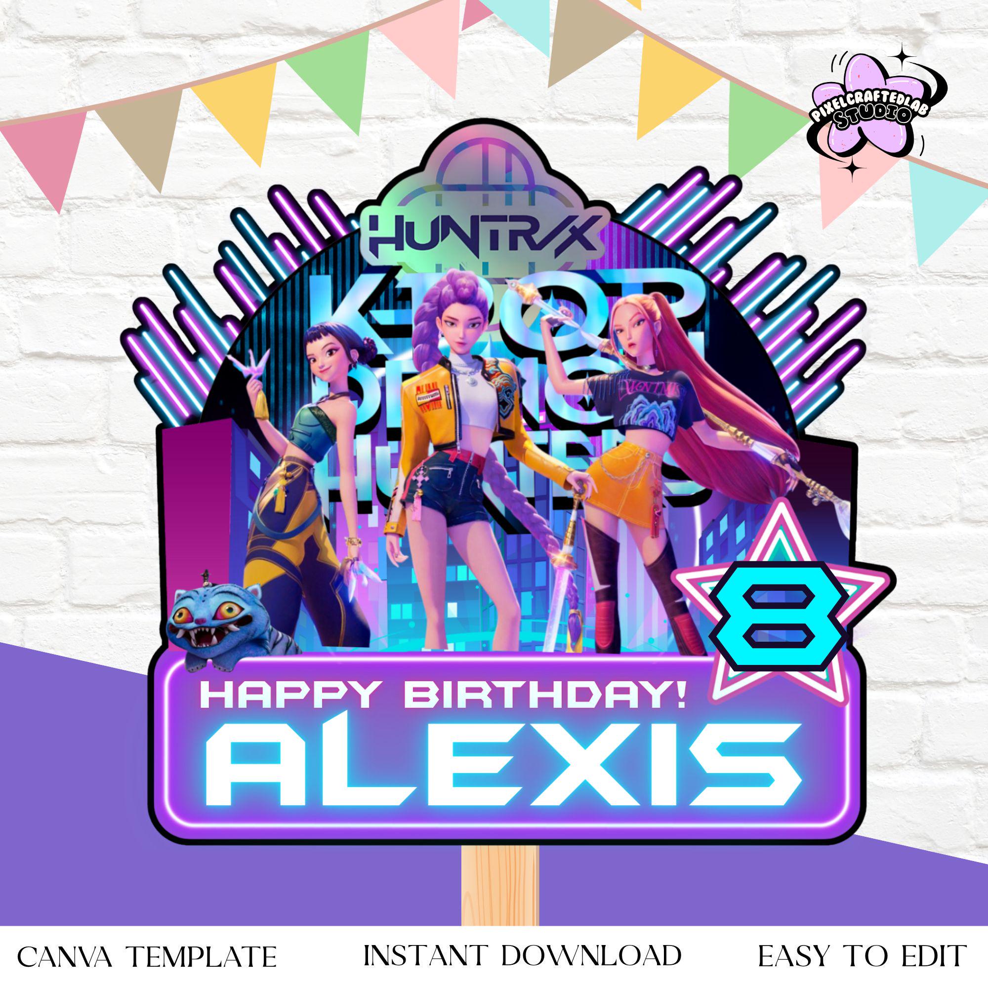 Editable Kpop Demon Hunters Cake Topper | Birthday Cake Topper ...