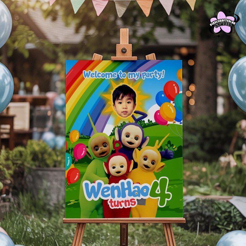 Custom Teletubbies Birthday Party Welcome Poster, Party Backdrop, Kids ...