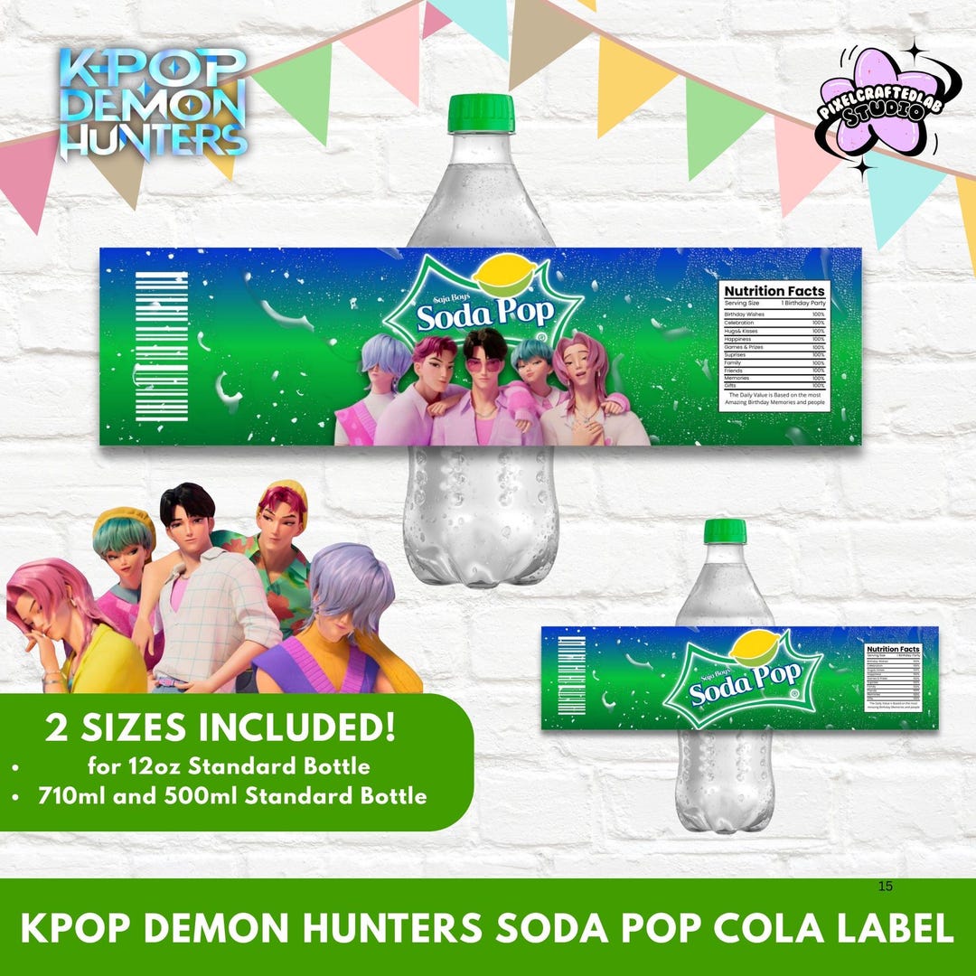 KPOP Demon Hunters Soda Pop Bottle Label | Printable Cola Wrapper ...