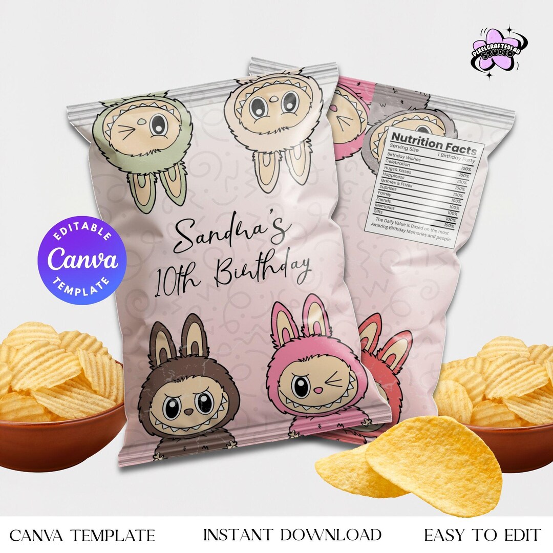 Labubu Party Chipbag | Birthday Chip Bag | Labubu Birthday Decor ...