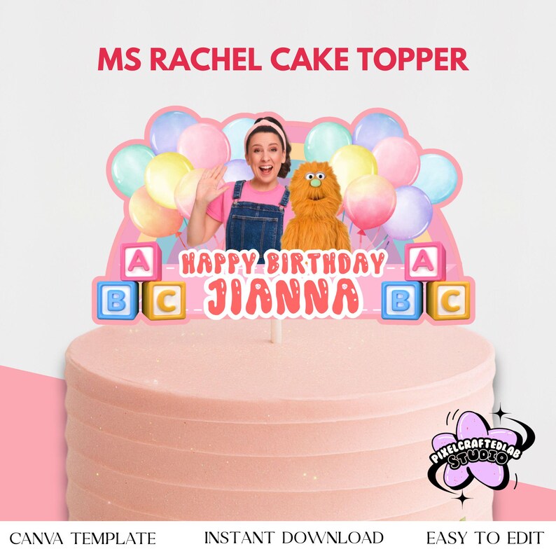 Editable Ms Rachel Cake Topper: Printable Birthday Party Decor (PDF ...