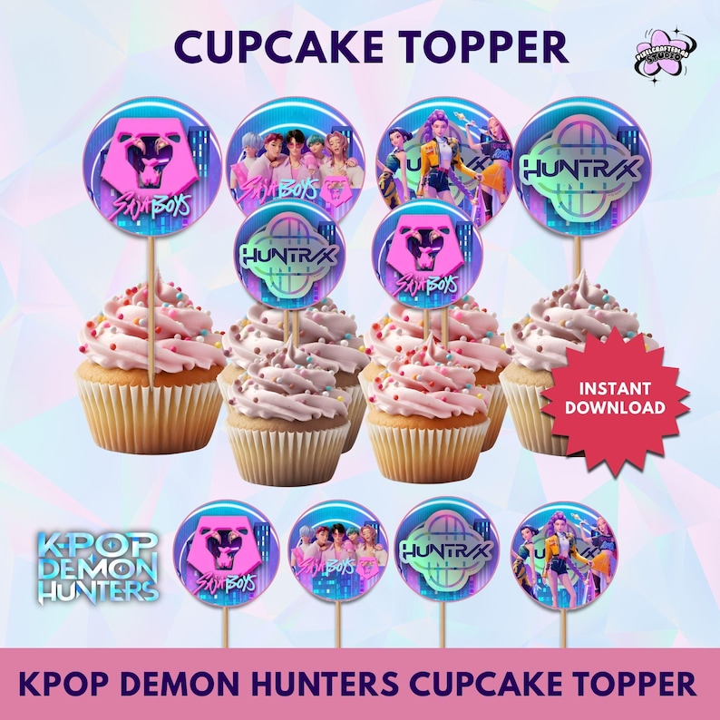 Kpop Demon Hunters Cupcake Toppers | Huntrix Cupcake Toppers | Saja ...