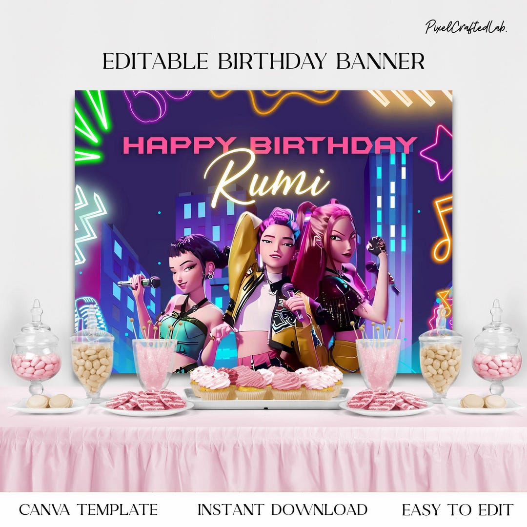 Kpop Demon Hunters Birthday Banner | Kpop Demon Hunters Birthday ...