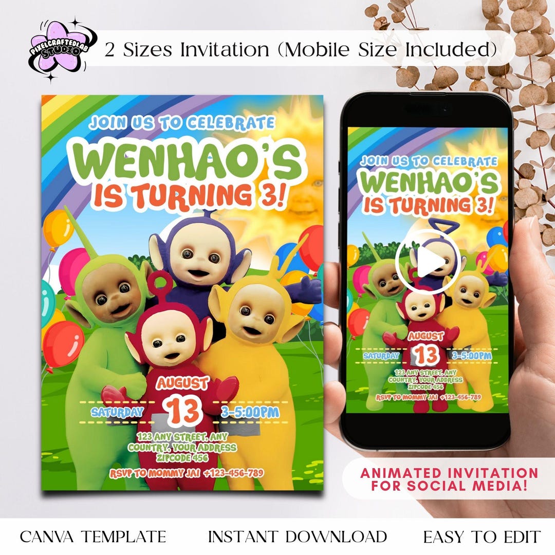 Custom Teletubbies Birthday Invitation | Animated Invitation | Birthday ...