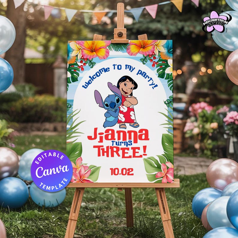 Lilo and Stitch Welcome Banner, Birthday Banner, Birthday Party ...