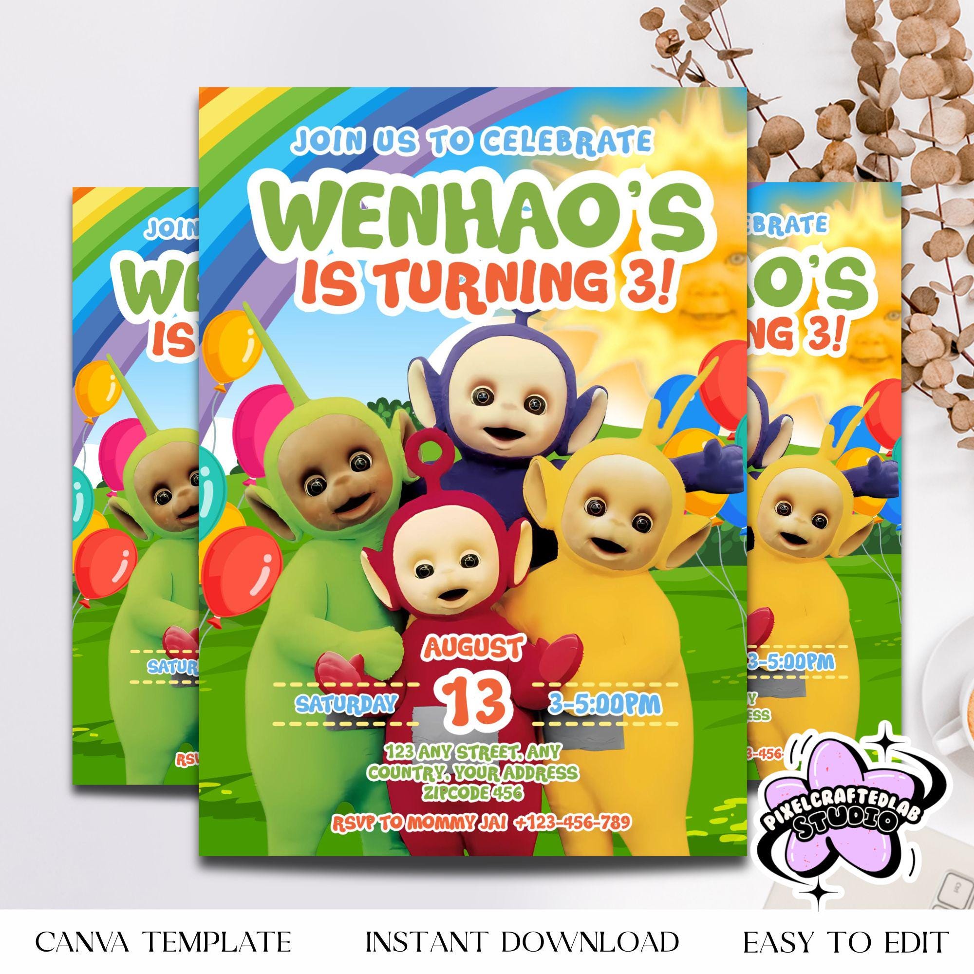 Custom Teletubbies Birthday Invitation | Animated Invitation | Birthday ...
