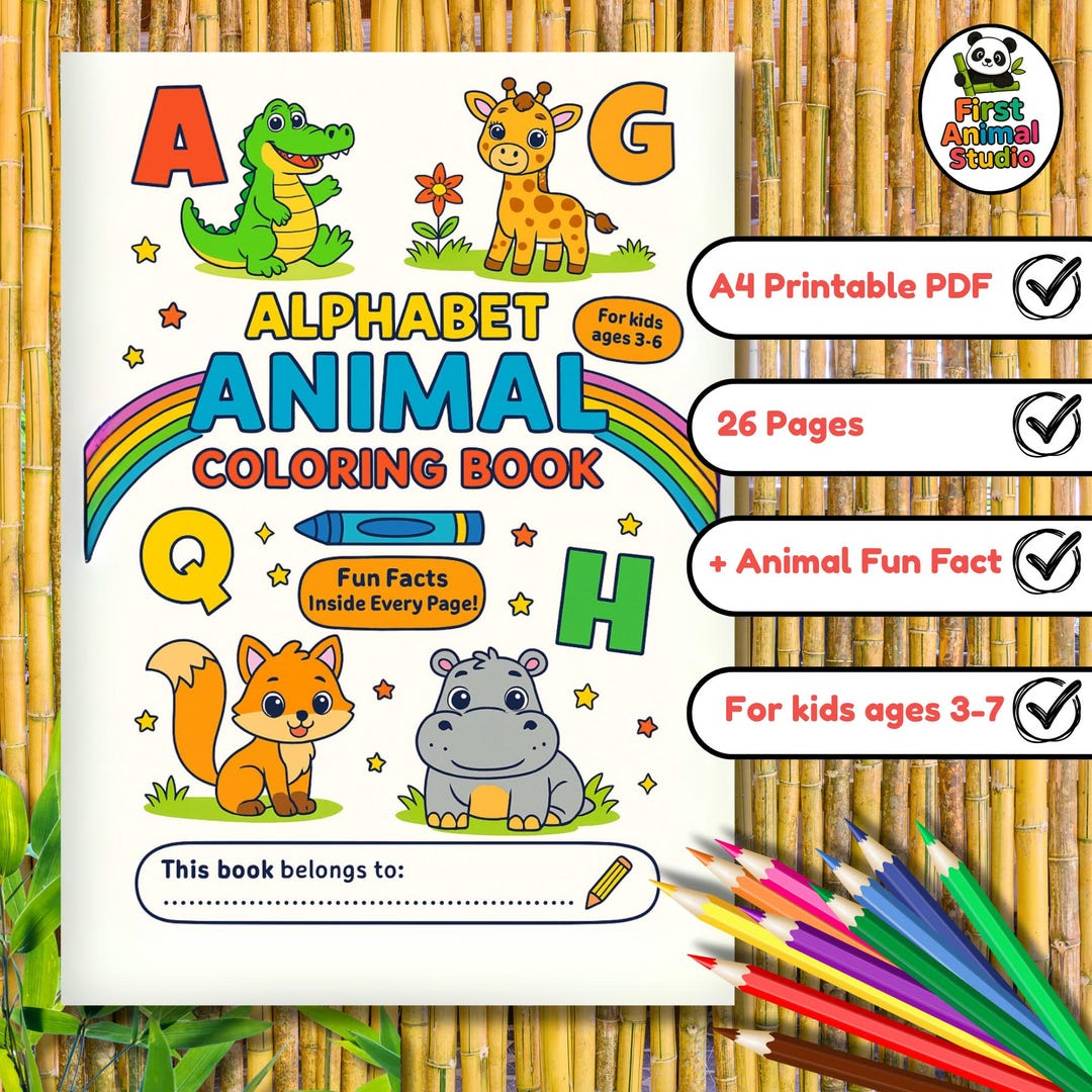 ABC Animal Coloring Book, 26 Cute A-Z Animals With Fun Facts ...