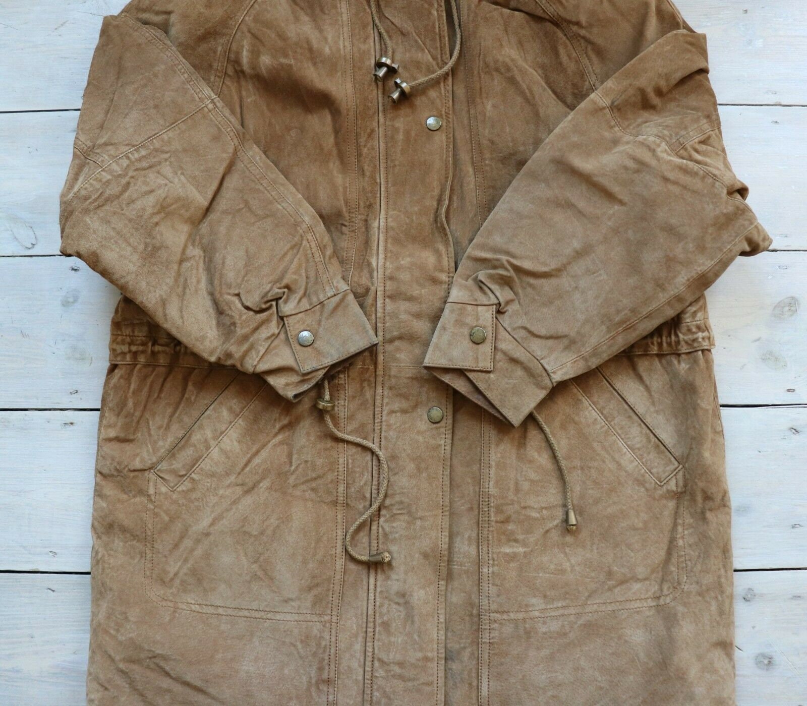 Women's Vintage MARCA Brown 100% Leather Parka Jacket UK16 - Etsy