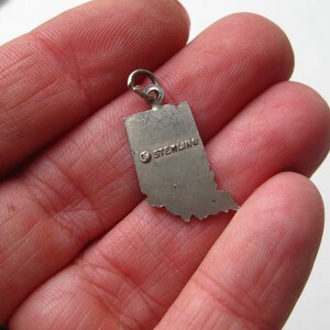 Vintage 50s Sterling Silver Blue Enamel Indiana State Souvenir Map ...