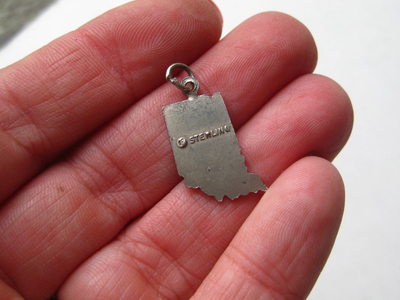 Vintage 50s Sterling Silver Blue Enamel Indiana State Souvenir Map ...