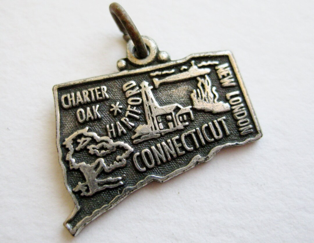 Vintage 50s Sterling Silver Connecticut State Souvenir Map Bracelet ...