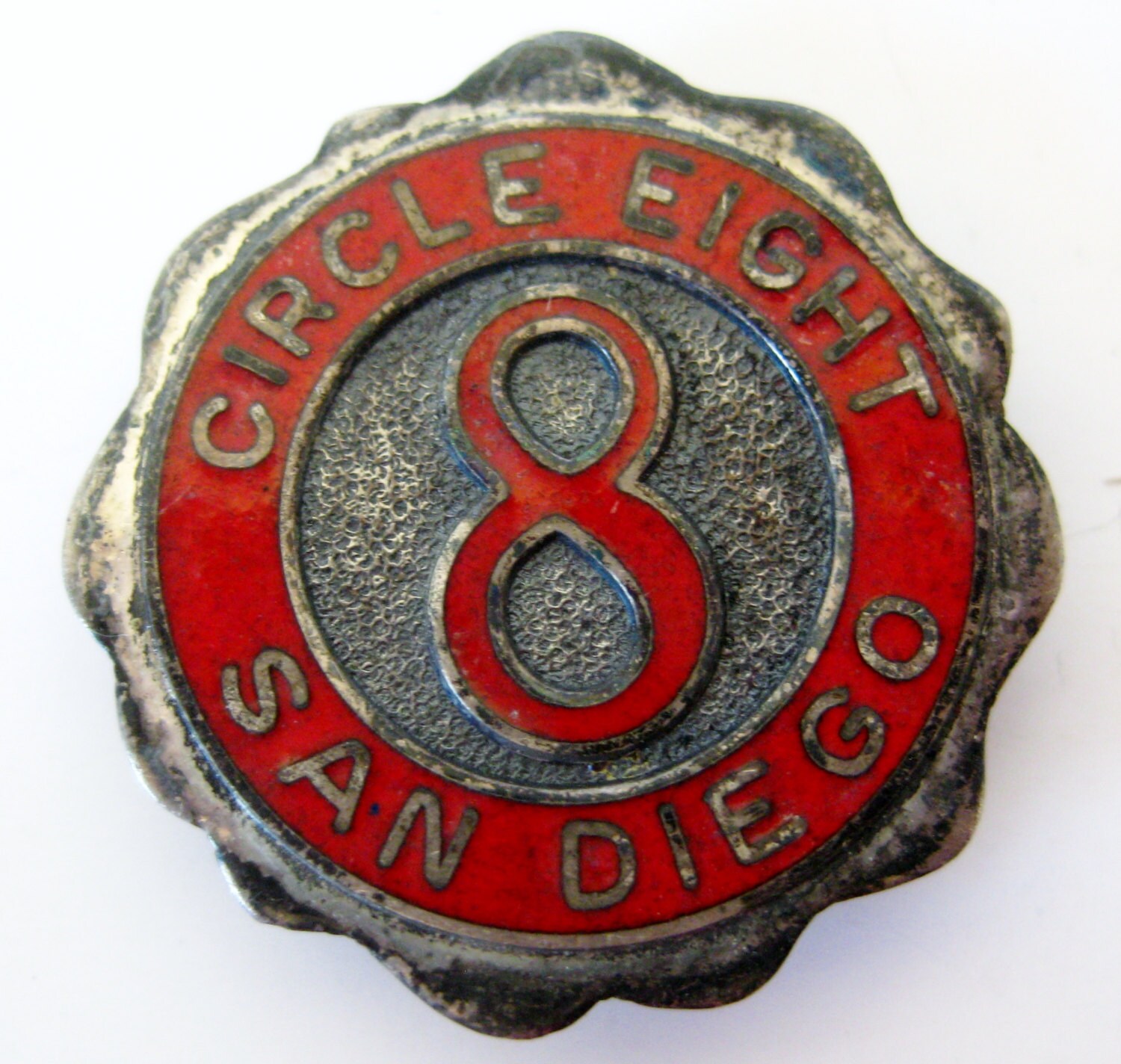 Vintage 50s Circle Eight 8 San Diego Sterling Silver Enamel Square ...