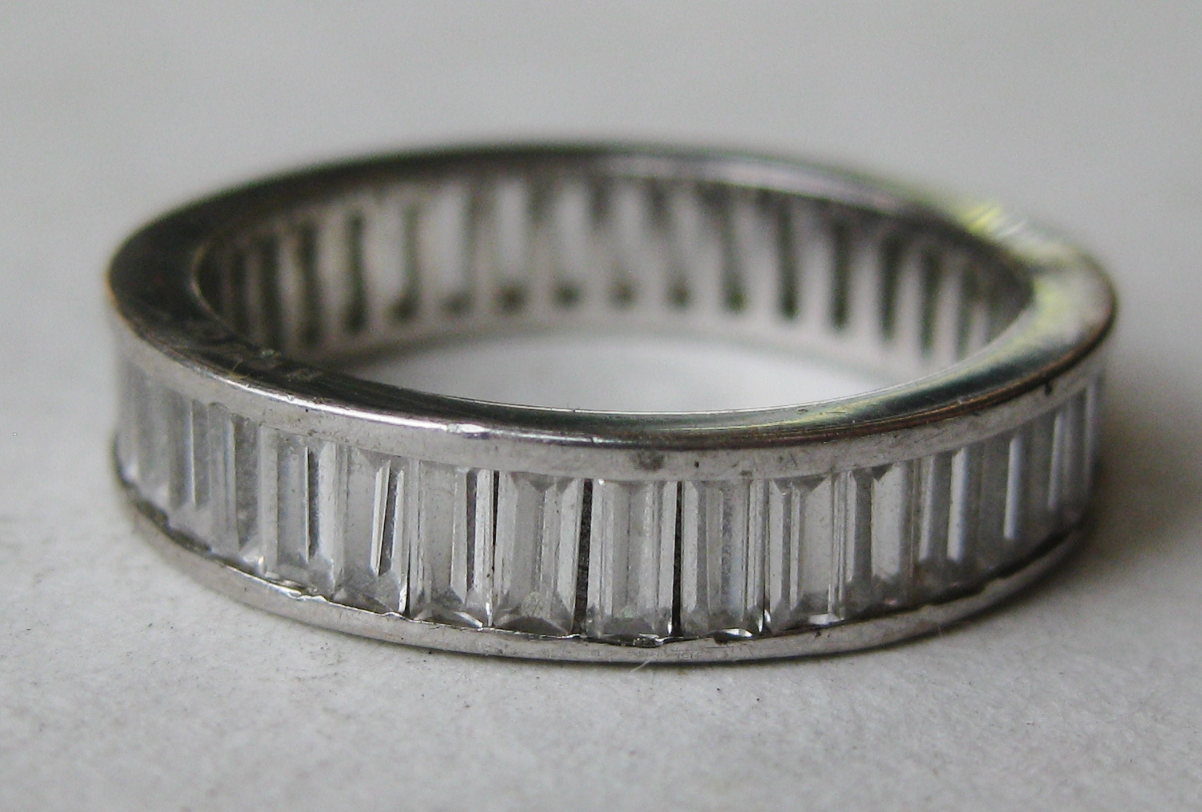 Vintage Ring Art Deco Style Sterling Silver CZ Channel Set | Etsy