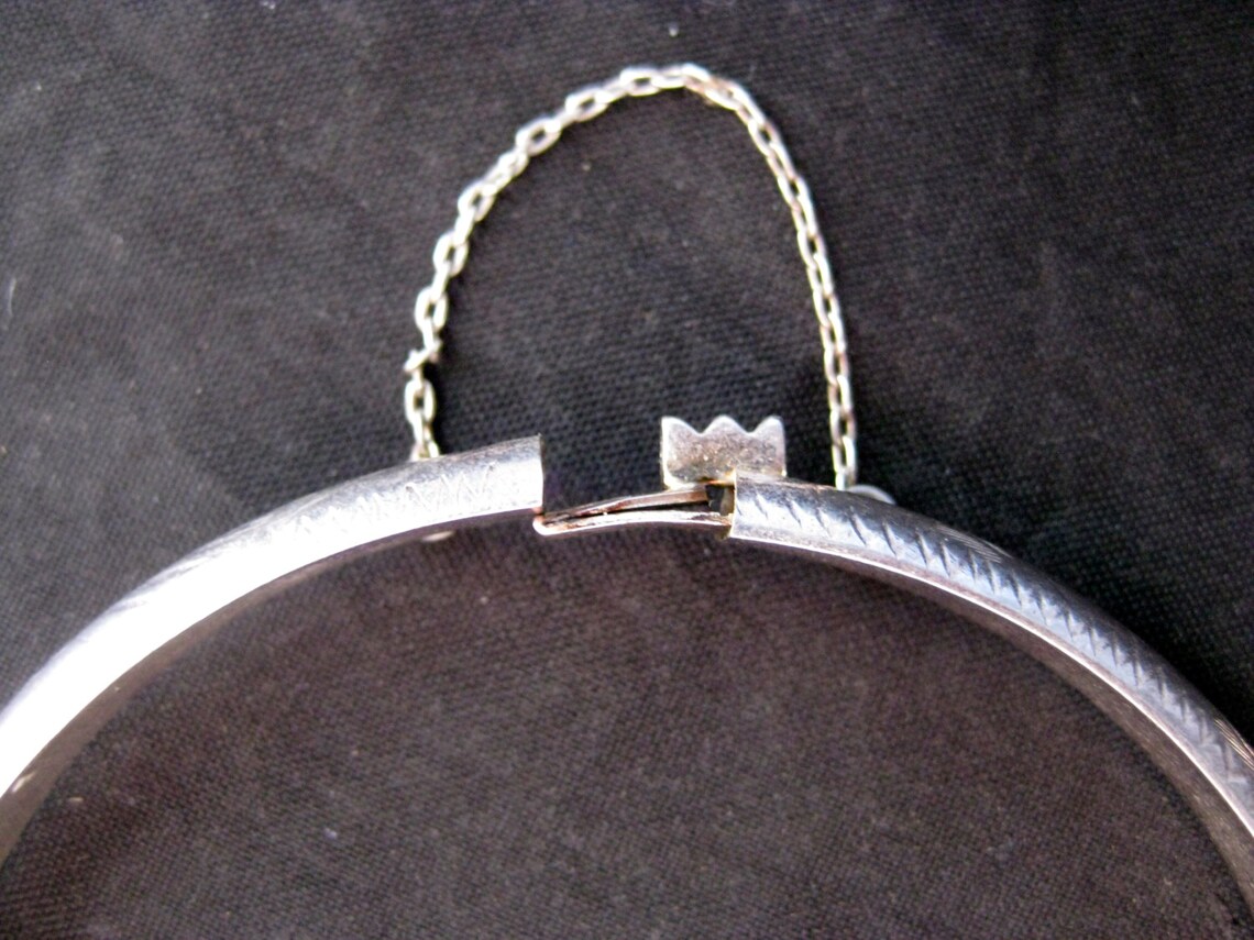 Vintage Sterling Silver Ornate Hinged Bangle Bracelet - Etsy