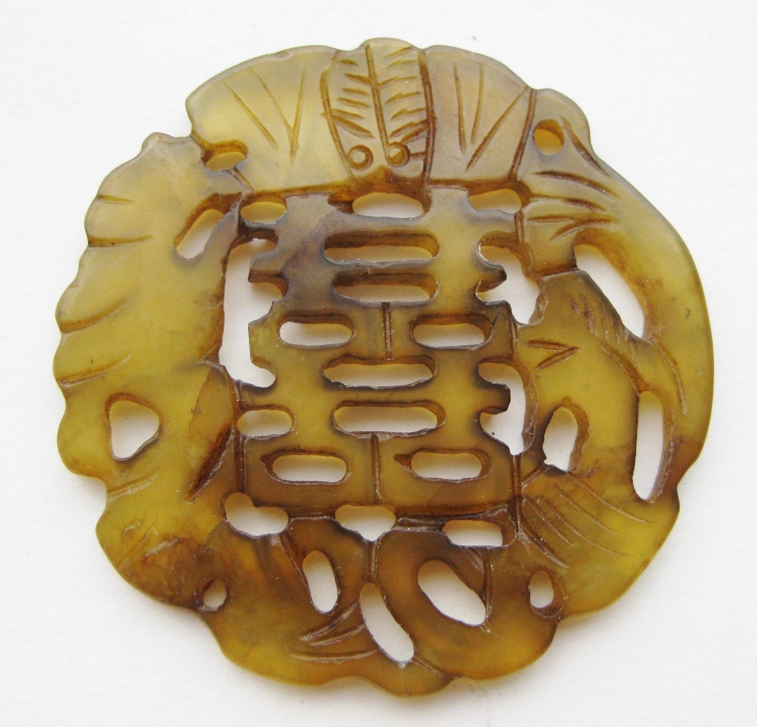 Vintage Fine Old Chinese Carved Hard Stone Symbol Necklace Pendant - Etsy