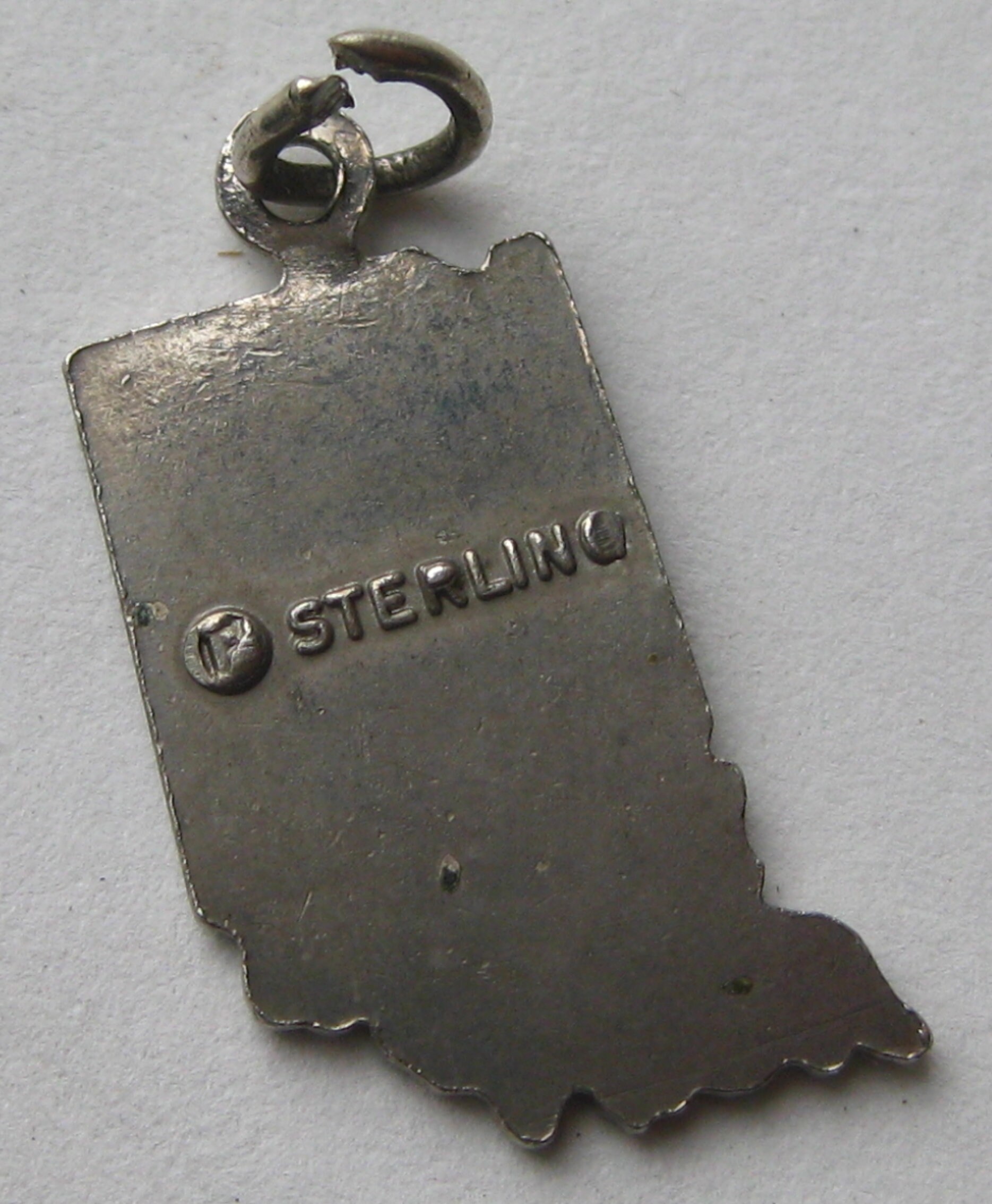 Vintage 50s Sterling Silver Blue Enamel Indiana State Souvenir Map ...