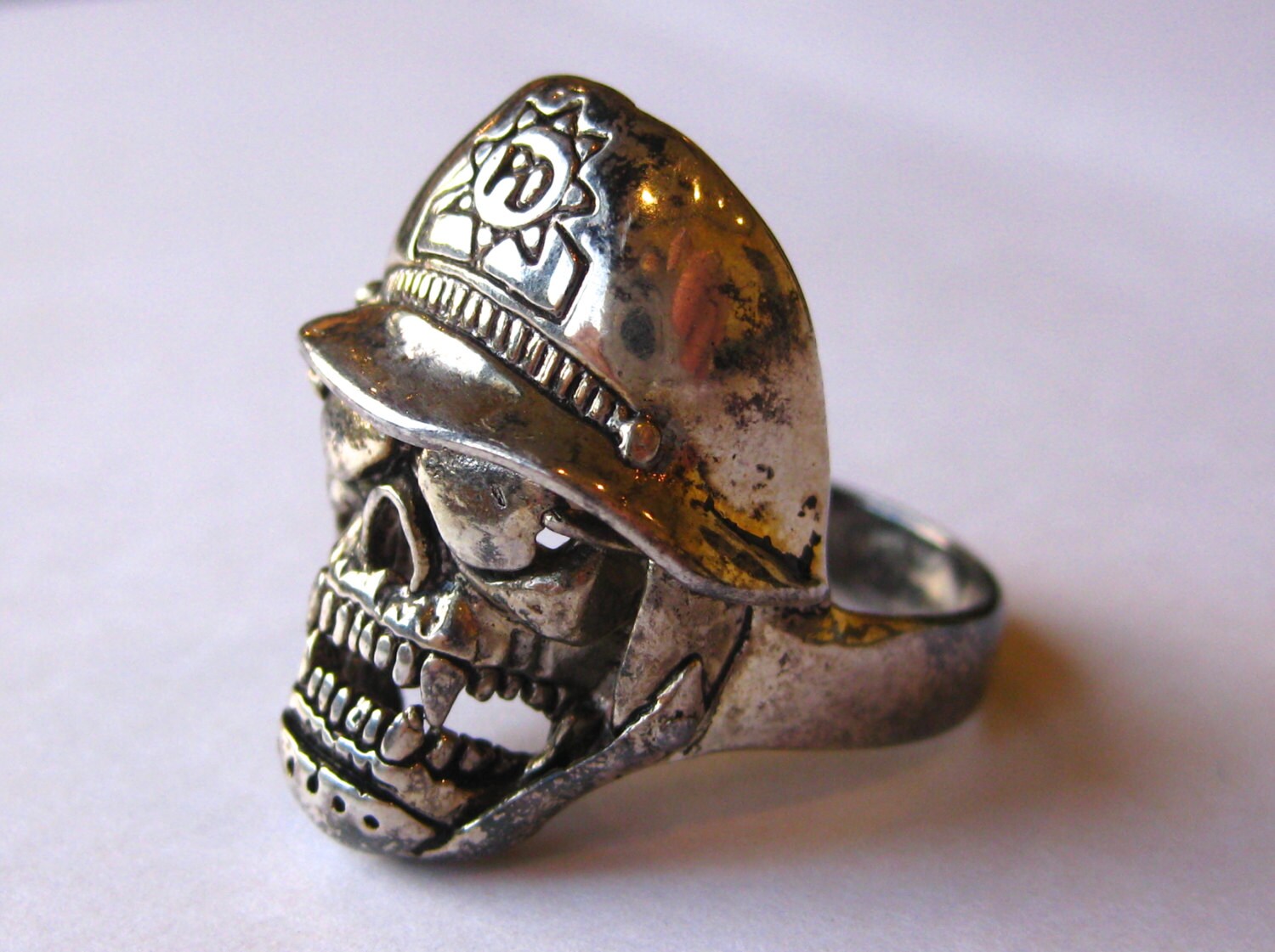 Vintage Ring G&S Gordon and Smith Silver Death Skull Biker Ring Size 12 ...