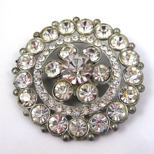 Vintage 50s 60s Silver Toned Rhinestone Glamour Girl Mad Men Large ...