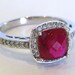 Vintage Ring Sterling Silver Faceted Ruby & Faux Diamond Jeweled ...