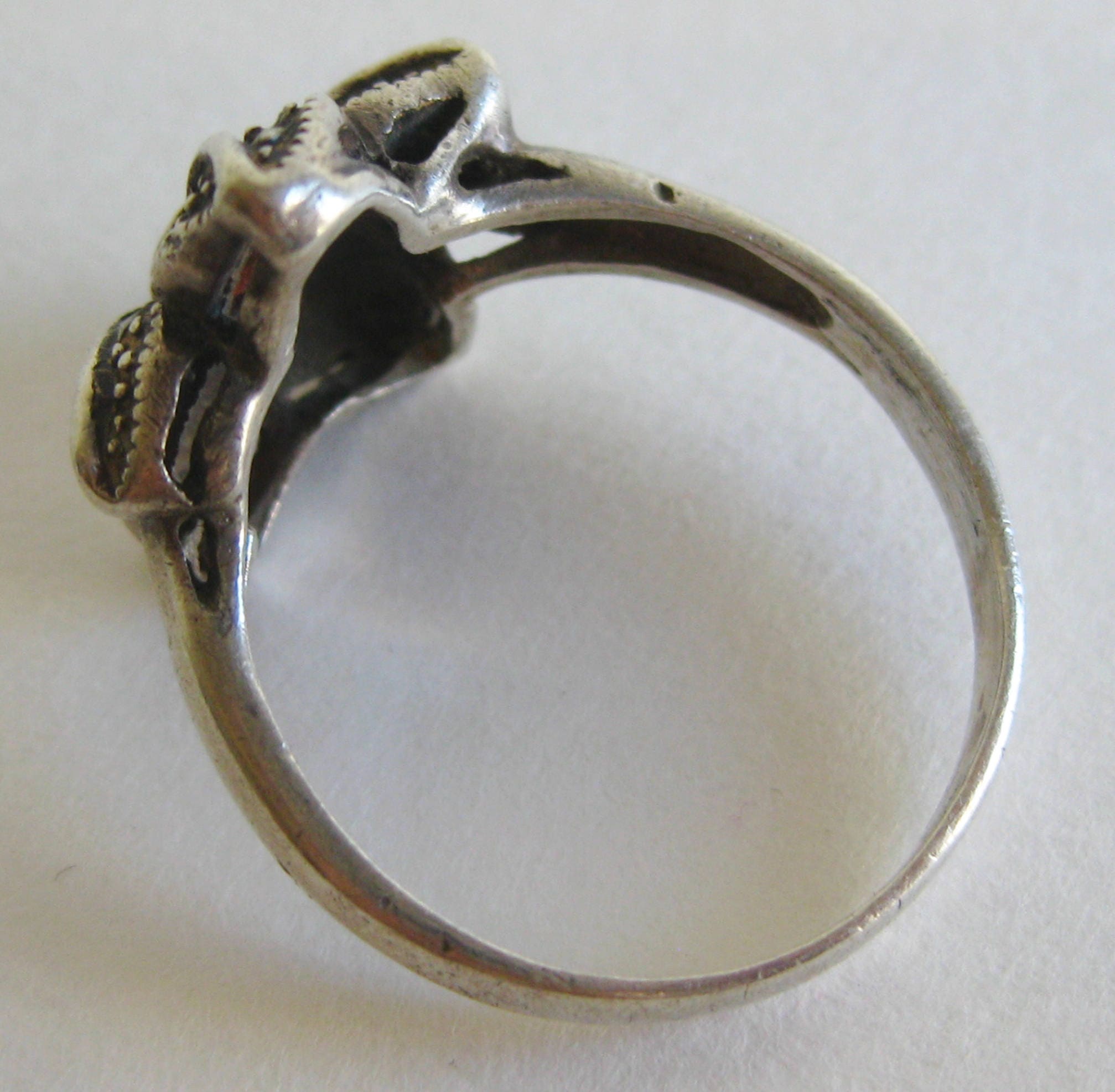 Vintage Ring Art Deco Sterling Silver Garnet Jeweled Marcasite Cocktail ...