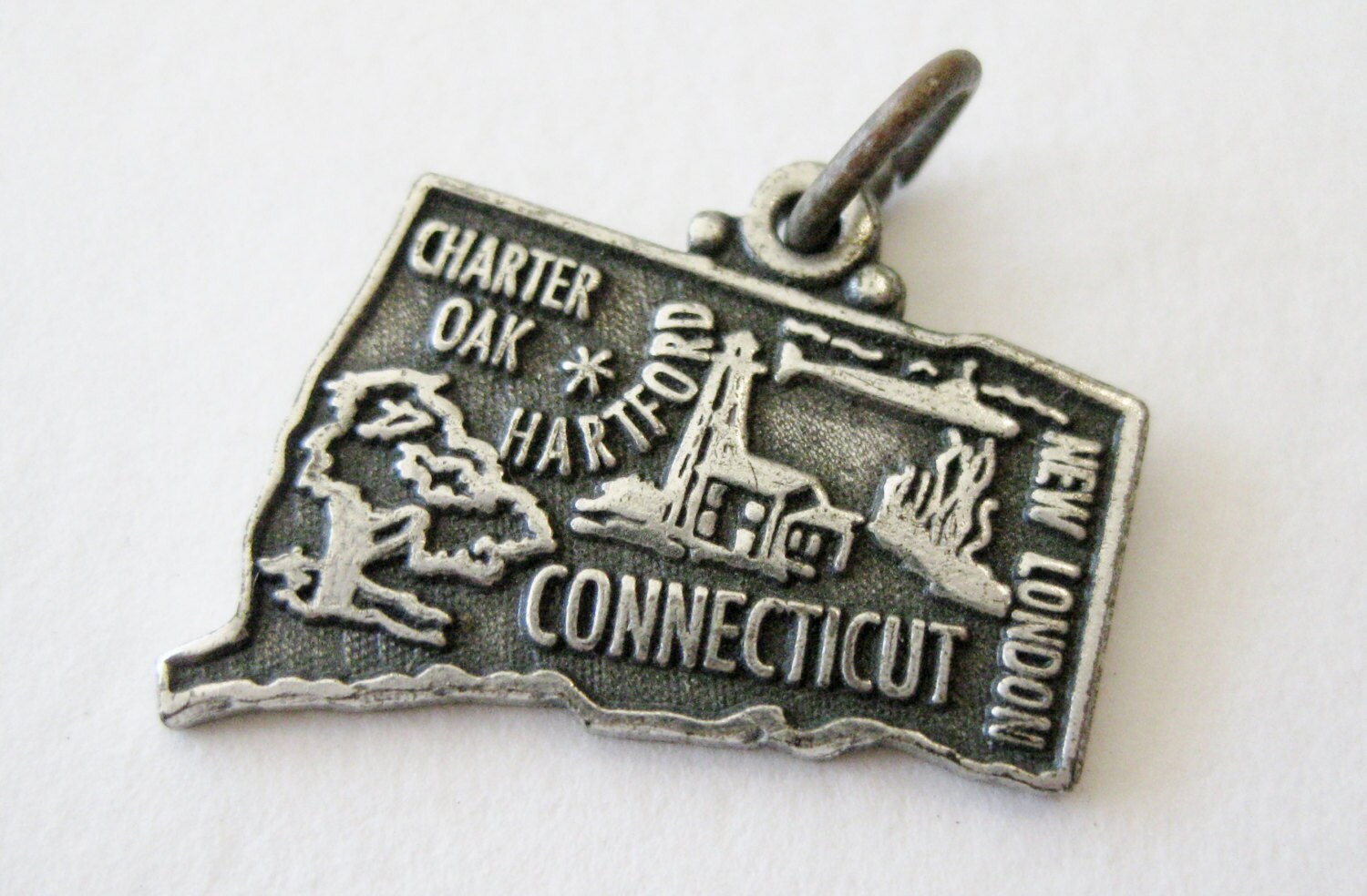 Vintage 50s Sterling Silver Connecticut State Souvenir Map Bracelet ...
