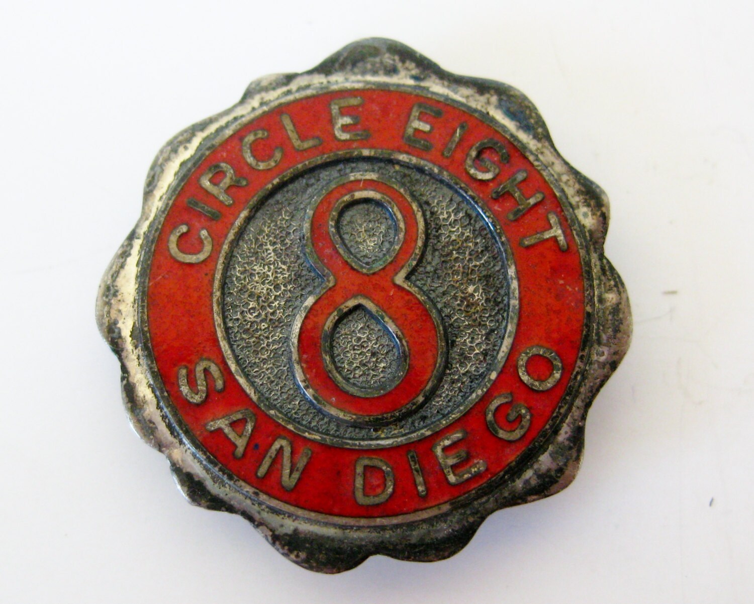 Vintage 50s Circle Eight 8 San Diego Sterling Silver Enamel Square ...