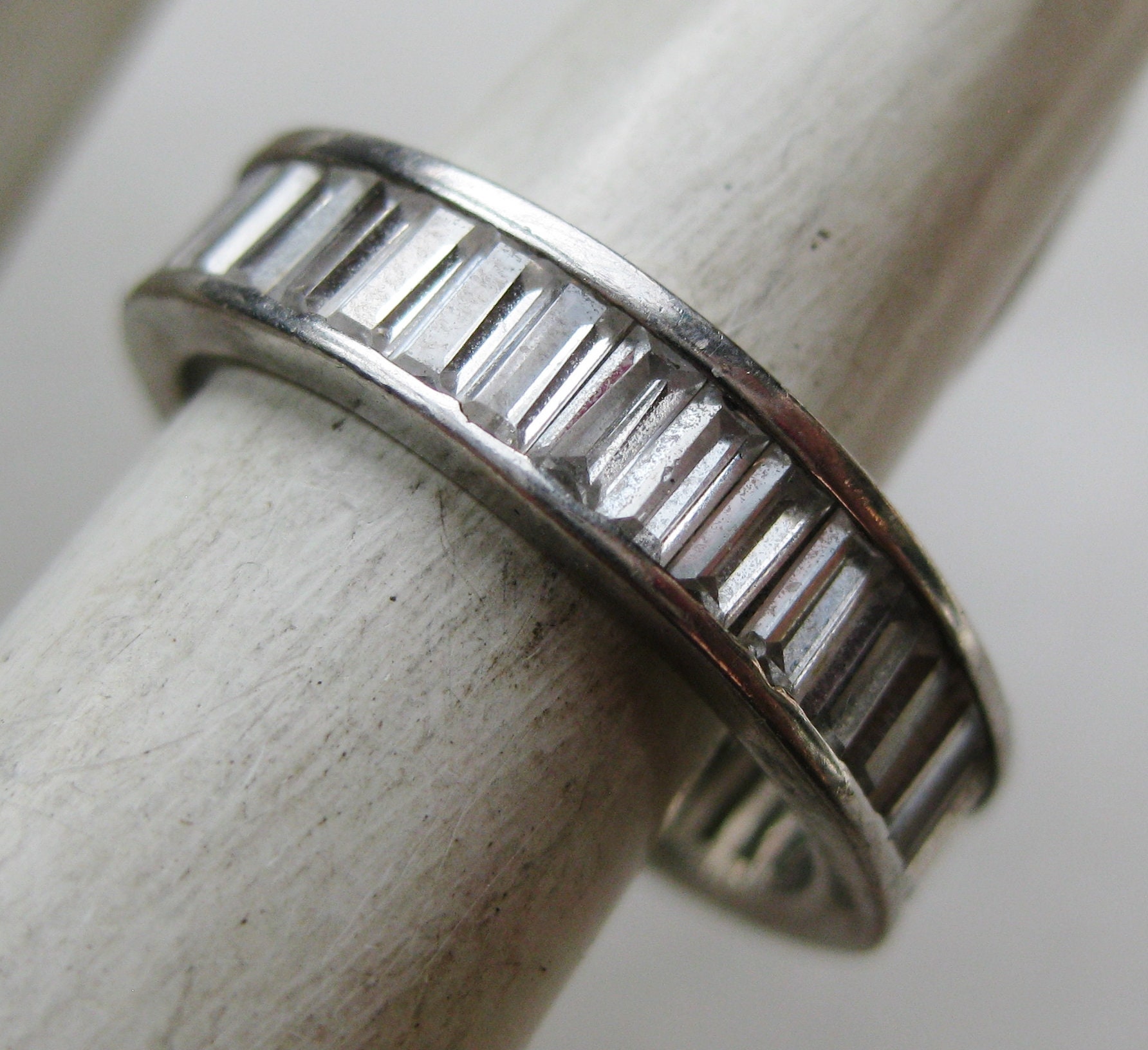 Vintage Ring Art Deco Style Sterling Silver CZ Channel Set | Etsy